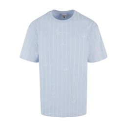 T-Shirt Karl Kani "Karl Kani Herren Karl Kani Small Signature Logo Prinstripe Tee", Jungen, Gr. XS, light blau, wei&szlig;, 100% Baumwolle, normal, Rundhals, Shirts T-Shirt