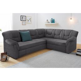 Ecksofa DOMO collection "SARAFINA 240x190 cm, auch mit Federkern f&uuml;r mehr Sitzkomfort", grau (anthrazit), B:240cm H:83cm T:190cm, Microfaser PRIMABELLE (100% Polyester) / Struktur (90% Polyester; 10% Polyacryl);Luxus-Microfaser (92% Polyester, 8% Nylon);Microfaser PRIMABELLE (100% Polyester), Sofas, Ecksofa, whlw. mit Bettfunktion, elegantes Design, L-Form