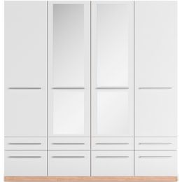 Kleiderschrank Priess "Schrank Garderobe W&auml;scheschrank Barcelona in 5 Breiten", wei&szlig; (eichefarben artisan, wei&szlig;), B:185cm H:193cm T:54cm, Holzwerkstoff, Schr&auml;nke, Kleiderschrank, viel Stauraum, ger&auml;umige Schubk&auml;sten, mit Spiegel, MADE IN GERMANY