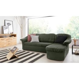 Ecksofa DOMO collection "Pegnitz, elegante R&uuml;ckensteppung, kompakte Stellma&szlig;e 238/141cm, L-Form", gr&uuml;n, B:238cm H:82cm T:141cm, 100% Polyester, Sofas, Ecksofa, wahlweise mit Bettfunktion