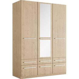 Kleiderschrank Priess "Schrank Garderobe W&auml;scheschrank Barcelona in 5 Breiten", braun (edelbuchefarben), B:140cm H:193cm T:54cm, Holzwerkstoff, Schr&auml;nke, Kleiderschrank, viel Stauraum, ger&auml;umige Schubk&auml;sten, mit Spiegel, MADE IN GERMANY
