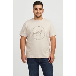 Jack & Jones PlusSize Rundhalsshirt "JJGRAYSON TEE SS CREW NECK PLS", Jungen, Gr. 5XL, moonbeam, Jersey, Obermaterial: 100% Baumwolle, JACK & JONES PLUSSIZE, bedruckt, regular fit normal, Rundhals, Shirts Rundhalsshirt, Baumwolle, regular fit