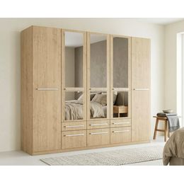 Kleiderschrank Priess "Schrank Garderobe W&auml;scheschrank Barcelona in 5 Breiten", braun (edelbuchefarben), B:230cm H:193cm T:54cm, Holzwerkstoff, Schr&auml;nke, Kleiderschrank, viel Stauraum, ger&auml;umige Schubk&auml;sten, mit Spiegel, MADE IN GERMANY