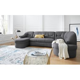 Wohnlandschaft DOMO collection "SARAFINA 295x83x180 cm, auch mit Federkern f&uuml;r mehr Sitzkomfort", grau, B:295cm H:83cm T:180cm, Luxus-Microfaser (92% Polyester, 8% Nylon);Microfaser PRIMABELLE (100% Polyester);Microfaser PRIMABELLE (100% Polyester) / Struktur (90% Polyester; 10% Polyacryl), Sofas, Wohnlandschaft, whlw. mit Bettfunktion, elegantes Design, U-Form