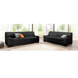 Polstergarnitur DOMO collection "Norma kubisch und zeitlos", schwarz, H:74cm, Sitzm&ouml;bel-Sets, bestehend aus je einem 2- und 3-Sitzer