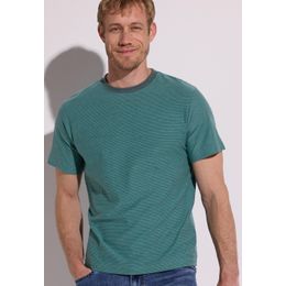 T-Shirt Street One MEN, Jungen, Gr. L (42), caribbean gr&uuml;n, Jersey, 60% Baumwolle, 40% Polyester, gestreift, regular fit normal, Rundhals, abgesteppt, Shirts T-Shirt, Jersey