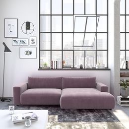 Ecksofa Musterring "LUCIA zeitlos, bequem, sch&ouml;ne Detailverarbeitung Breite 296cm, L-Form", rosa (rosewood samt), B:296cm H:81cm T:190cm, Flachgewebe VALMONT (60% Baumwolle/40% Leinen);Leder PURO, pigmentiertes Leder;Microfaser CRONA (100% Polyester);Flachgewebe FLORIS (100% Polyester);Leder BAX, pigmentiertes Leder, Sofas, Ecksofa