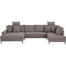 Wohnlandschaft TRENDS BY HG "Summer", b801 zoom 21 ash, B:360cm H:86cm T:195,5cm, Sofas, Wohnlandschaft, in Cord-Stoff mit Metallfu&szlig;