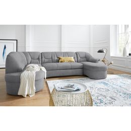 Wohnlandschaft DOMO collection "SARAFINA 295x83x180 cm, auch mit Federkern f&uuml;r mehr Sitzkomfort", grau, B:295cm H:83cm T:180cm, Luxus-Microfaser (92% Polyester, 8% Nylon);Microfaser PRIMABELLE (100% Polyester);Microfaser PRIMABELLE (100% Polyester) / Struktur (90% Polyester; 10% Polyacryl), Sofas, Wohnlandschaft, whlw. mit Bettfunktion, elegantes Design, U-Form