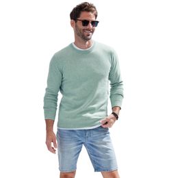 H.I.S. Strickpullover H.I.S, Herren, Gr. L (52/54), gr&uuml;n (mint, meliert), Feinstrick, Obermaterial: 60% Baumwolle, 40% Polyester, meliert, regular fit normal, Rundhals, Strickb&uuml;ndchen, Pullover Strickpullover, Regular Fit, Langarm, Pullover aus Feinstrick, Baumwollmischung
