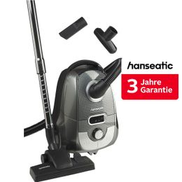 Hanseatic Bodenstaubsauger "HEPA 12 Filtersystem, Saugkraft manuell einstellbar", schwarz (schwarz, silber), B:31cm H:25cm T:43cm, Bodenstaubsauger, inkl. 3 Jahre Herstellergarantie