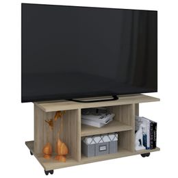 Wohnzimmertisch Vcm "Holz TV Lowboard Fernsehregal Rollen Findalo", braun (buche), B:80cm T:40cm, Regale, TVRack