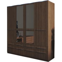 Kleiderschrank Priess "Schrank Garderobe W&auml;scheschrank Barcelona in 5 Breiten", braun (eichefarben artisan), B:185cm H:193cm T:54cm, Holzwerkstoff, Schr&auml;nke, Kleiderschrank, viel Stauraum, ger&auml;umige Schubk&auml;sten, mit Spiegel, MADE IN GERMANY