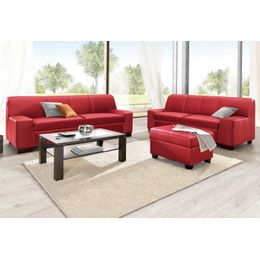 Polstergarnitur DOMO collection "Norma kubisch und zeitlos", rot, H:74cm, Sitzm&ouml;bel-Sets, bestehend aus je einem 2- und 3-Sitzer