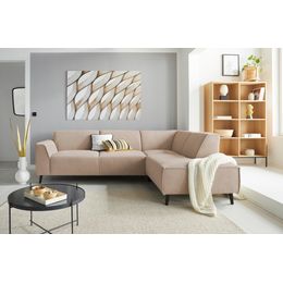Ecksofa DOMO collection "Amora, bequem und zeitlos, L-Form", beige, B:263cm H:81cm T:191cm, Sofas, Ecksofa, mit Federkern, Fu&szlig;h&ouml;he passend f&uuml;r g&auml;ngige Saugroboter