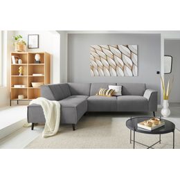 Ecksofa DOMO collection "Amora, bequem und zeitlos, L-Form", grau (hellgrau), B:263cm H:81cm T:191cm, Sofas, Ecksofa, mit Federkern, Fu&szlig;h&ouml;he passend f&uuml;r g&auml;ngige Saugroboter