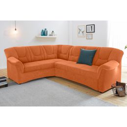 Ecksofa DOMO collection "SARAFINA 240x190 cm, auch mit Federkern f&uuml;r mehr Sitzkomfort", orange (terrakotta), B:240cm H:83cm T:190cm, Microfaser PRIMABELLE (100% Polyester) / Struktur (90% Polyester; 10% Polyacryl);Luxus-Microfaser (92% Polyester, 8% Nylon);Microfaser PRIMABELLE (100% Polyester), Sofas, Ecksofa, whlw. mit Bettfunktion, elegantes Design, L-Form