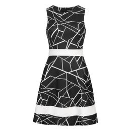 Shirtkleid CLOUD 5IVE "CLOUD 5IVE Dress with Abstract Print and Zipper on the back", Damen, Gr. XS, US-Gr&ouml;&szlig;en, schwarz, wei&szlig;, 95% Polyester, 5% Elasthan, normal, Rundhals, Kleider Shirtkleid