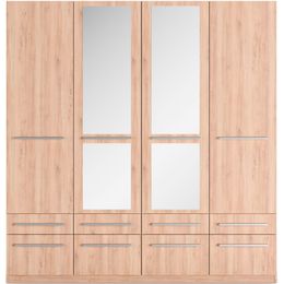Kleiderschrank Priess "Schrank Garderobe W&auml;scheschrank Barcelona in 5 Breiten", braun (eichefarben artisan), B:185cm H:193cm T:54cm, Holzwerkstoff, Schr&auml;nke, Kleiderschrank, viel Stauraum, ger&auml;umige Schubk&auml;sten, mit Spiegel, MADE IN GERMANY