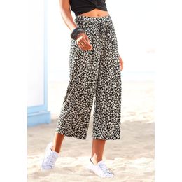 Culotte Lascana "mit luftig-weitem Bein", Damen, Gr. 34, N-Gr, beige (schwarz, sand, bedruckt), Jersey, Obermaterial: 95% Viskose, 5% Elasthan, bedruckt, figurumspielend 7/8-L&auml;nge, Hosen Culotte, und Alloverdruck, 7/8-L&auml;nge, elastischer Bund, leichte Sommerhose, Topseller