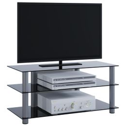 Wohnzimmertisch Vcm "TV M&ouml;bel Sideboard Fernseh Rack Alu Glas Netasa", schwarz (schwarzglas), B:95cm T:40cm, Regale