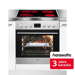 Hanseatic Elektro-Herd-Set "2022C(G)3.334eEHiTsDpHbX", Energieeffizienz: A (A+++-D), grau (edelstahl), Herdsets, inkl. 3 Jahre Herstellergarantie