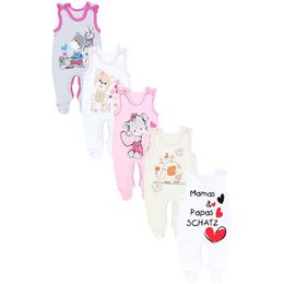 Strampler TUPTAM "Strampler Unisex Baby Strampler mit Aufdruck 5er Set", M&auml;dchen, Gr. 50, N-Gr, rosa (m&auml;dchen 2), Obermaterial: 100% Baumwolle CO., Overalls