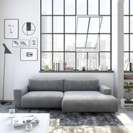 Ecksofa Musterring "LUCIA zeitlos, bequem, sch&ouml;ne Detailverarbeitung Breite 296cm, L-Form", grau (stone samt), B:296cm H:81cm T:190cm, Flachgewebe VALMONT (60% Baumwolle/40% Leinen);Leder PURO, pigmentiertes Leder;Microfaser CRONA (100% Polyester);Flachgewebe FLORIS (100% Polyester);Leder BAX, pigmentiertes Leder, Sofas, Ecksofa