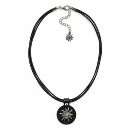 Allg&auml;u Rebell Kette mit Anh&auml;nger ALLG&Auml;U REBELL "Tonerl", Damen, Gr. onesize, Baumwolle, schwarz, Basic, Halsketten, mit echtem Lederanh&auml;nger