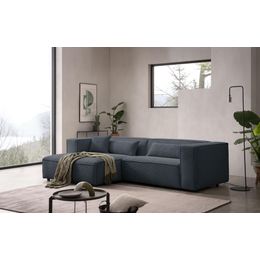 Ecksofa "PIARA mit Kedernaht, Cord, Leinenoptik o. Strukturstoff, Couch, L-Form", grau (dunkelgrau), B:267cm H:66cm T:167cm, 100% Polyester, LeGer Home by Lena Gercke, Sofas, Ecksofa, wahlweise Ottomane rechts/links, schwarze F&uuml;&szlig;e, bequemer Sitzkomfort