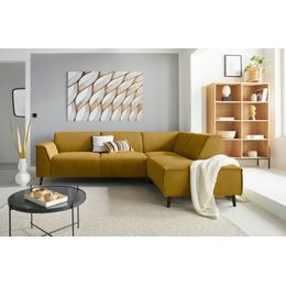 Ecksofa DOMO collection "Amora, bequem und zeitlos, L-Form", gelb, B:263cm H:81cm T:191cm, Sofas, Ecksofa, mit Federkern, Fu&szlig;h&ouml;he passend f&uuml;r g&auml;ngige Saugroboter
