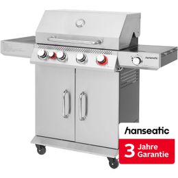 Gasgrill Hanseatic "Memphis, 3 x Hauptbrenner, Infrarot-Heck-, Turbo- und Seitenbrenner", silber (schwarz, silber), B:133cm H:113,6cm T:61cm, Grills, inkl. 3 Jahre Herstellergarantie