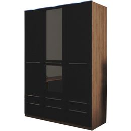 Kleiderschrank Priess "Schrank Garderobe W&auml;scheschrank Barcelona in 5 Breiten", braun (eichefarben artisan, schwarz), B:140cm H:193cm T:54cm, Holzwerkstoff, Schr&auml;nke, Kleiderschrank, viel Stauraum, ger&auml;umige Schubk&auml;sten, mit Spiegel, MADE IN GERMANY