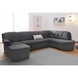 Wohnlandschaft DOMO collection "SARAFINA 295x83x180 cm, auch mit Federkern f&uuml;r mehr Sitzkomfort", grau (anthrazit), B:295cm H:83cm T:180cm, Luxus-Microfaser (92% Polyester, 8% Nylon);Microfaser PRIMABELLE (100% Polyester);Microfaser PRIMABELLE (100% Polyester) / Struktur (90% Polyester; 10% Polyacryl), Sofas, Wohnlandschaft, whlw. mit Bettfunktion, elegantes Design, U-Form