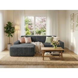 Ecksofa Trendmanufaktur "Wien, wahlweise mit Sitzvorschub und Bettkasten, Breite 246 cm", grau (dunkelgrau), B:246cm H:73cm T:162cm, 92%Polyester, 8%Polyamide, Sofas, Ecksofa, L-Form, in trendigem Cordstoff