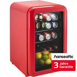 Hanseatic Getr&auml;nkek&uuml;hlschrank "HBC68ERRH", Energieeffizienz: E (A-G), silber (rot), B:44cm H:68cm T:47,5cm, K&uuml;hlschr&auml;nke, inkl. 3 Jahre Herstellergarantie