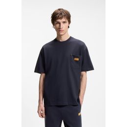 T-Shirt Hugo "Nevado", Jungen, Gr. M, dunkelblau405, Single Jersey, Obermaterial: 100% Baumwolle, unifarben, loose fit normal, Rundhals, abgesteppte Kante, Shirts T-Shirt, Brusttasche, reine Baumwolle, Logo?Badge aus Veloursleder