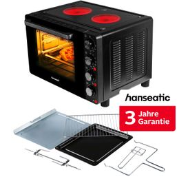 Hanseatic Multiofen "HMO287BKB mit 2 Glaskeramik-Kochfeldern", schwarz, B:48cm H:33cm T:40cm, Miniback&ouml;fen, inkl. 3 Jahre Herstellergarantie
