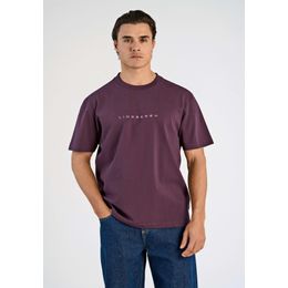 T-Shirt LINDBERGH, Jungen, Gr. S, lila (deep lila), Jersey, Obermaterial: 100% Baumwolle, bestickt, unifarben, oversize h&uuml;ftbedeckend, Rundhals, Shirts T-Shirt, mit Stickerei auf der Brust