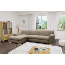 Ecksofa Home Affaire "Nika zeitlos und elegant, L-Form", braun (schlamm), B:277cm H:78cm T:84cm, Primabelle-Microfaser (100% Polyester);Struktur (70% Polyacryl, 30% Polyester), Sofas, Ecksofa, wahlweise mit Bettfunktion, auch in Cord