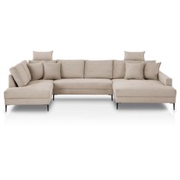 Wohnlandschaft TRENDS BY HG "Summer", b802 zoom 3 mink, B:360cm H:86cm T:195,5cm, Sofas, Wohnlandschaft, in Cord-Stoff mit Metallfu&szlig;