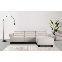 Ecksofa Home Affaire "Carpari, L-Form, 263 cm, manuelle o. elektrische Relaxfunktion", beige (creme), B:263cm H:97cm T:179cm, Sofas, Ecksofa, USB A/C und Kopfteilverstellung