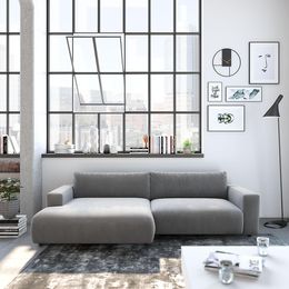 Ecksofa Musterring "LUCIA zeitlos, bequem, sch&ouml;ne Detailverarbeitung Breite 296cm, L-Form", silber (silber samt), B:296cm H:81cm T:190cm, Flachgewebe VALMONT (60% Baumwolle/40% Leinen);Leder PURO, pigmentiertes Leder;Microfaser CRONA (100% Polyester);Flachgewebe FLORIS (100% Polyester);Leder BAX, pigmentiertes Leder, Sofas, Ecksofa