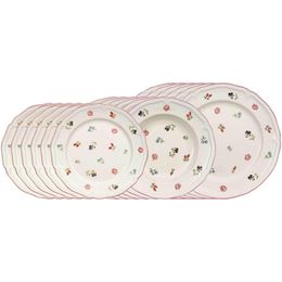 Villeroy & Boch Geschirr-Set VILLEROY & BOCH "Teller-Set Petite Fleur 18er Set wei&szlig;", wei&szlig;, 18, Porzellan, Geschirr-Sets, Geschirr-Set, Sp&uuml;lmaschinengeeignet, Mikrowellengeeignet