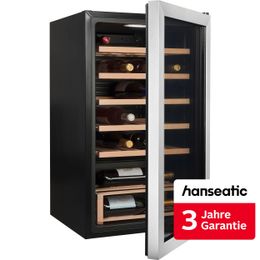 Hanseatic Weink&uuml;hlschrank "HWC24FCBH-2", Energieeffizienz: F (A-G), silber (edelstahl), B:47cm H:83cm T:47cm, Weink&uuml;hlschr&auml;nke, inkl. 3 Jahre Herstellergarantie