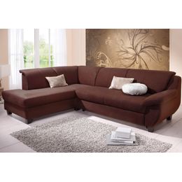 Ecksofa Home Affaire "Yesterday zeitlos und elegant, bequeme Armlehnen, L-Form", braun, B:254cm H:80cm T:186cm, Struktur (100% Polyester);Primabelle-Microfaser (100% Polyester);Antikleder-Optik Melrose (100% Polyester), Sofas, Ecksofa, wahlweise mit Bettfunktion, auch in Cord