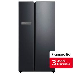 Hanseatic Side-by-Side, Energieeffizienz: B (A-G), silber (schwarzes edelstahl), B:91cm H:179,3cm T:69,8cm, K&uuml;hlschr&auml;nke, inkl. 3 Jahre Herstellergarantie