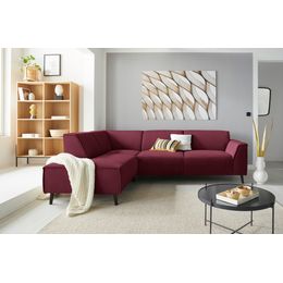Ecksofa DOMO collection "Amora, bequem und zeitlos, L-Form", rot (bordeaux), B:263cm H:81cm T:191cm, Sofas, Ecksofa, mit Federkern, Fu&szlig;h&ouml;he passend f&uuml;r g&auml;ngige Saugroboter