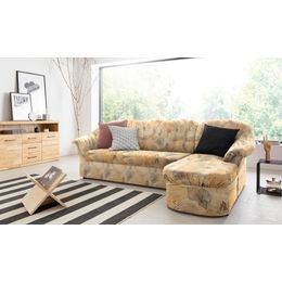 Ecksofa DOMO collection "Pegnitz, elegante R&uuml;ckensteppung, kompakte Stellma&szlig;e 238/141cm, L-Form", beige, B:238cm H:82cm T:141cm, 100% Polyester, Sofas, Ecksofa, wahlweise mit Bettfunktion