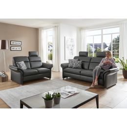 3-Sitzer DIE PLANBAR "PN-EM16031, Breite 228 cm, mit Kopfst&uuml;tzen", grau (anthrazit), B:228cm H:119cm T:92cm, Sofas, wahlweise mit Relaxauszug